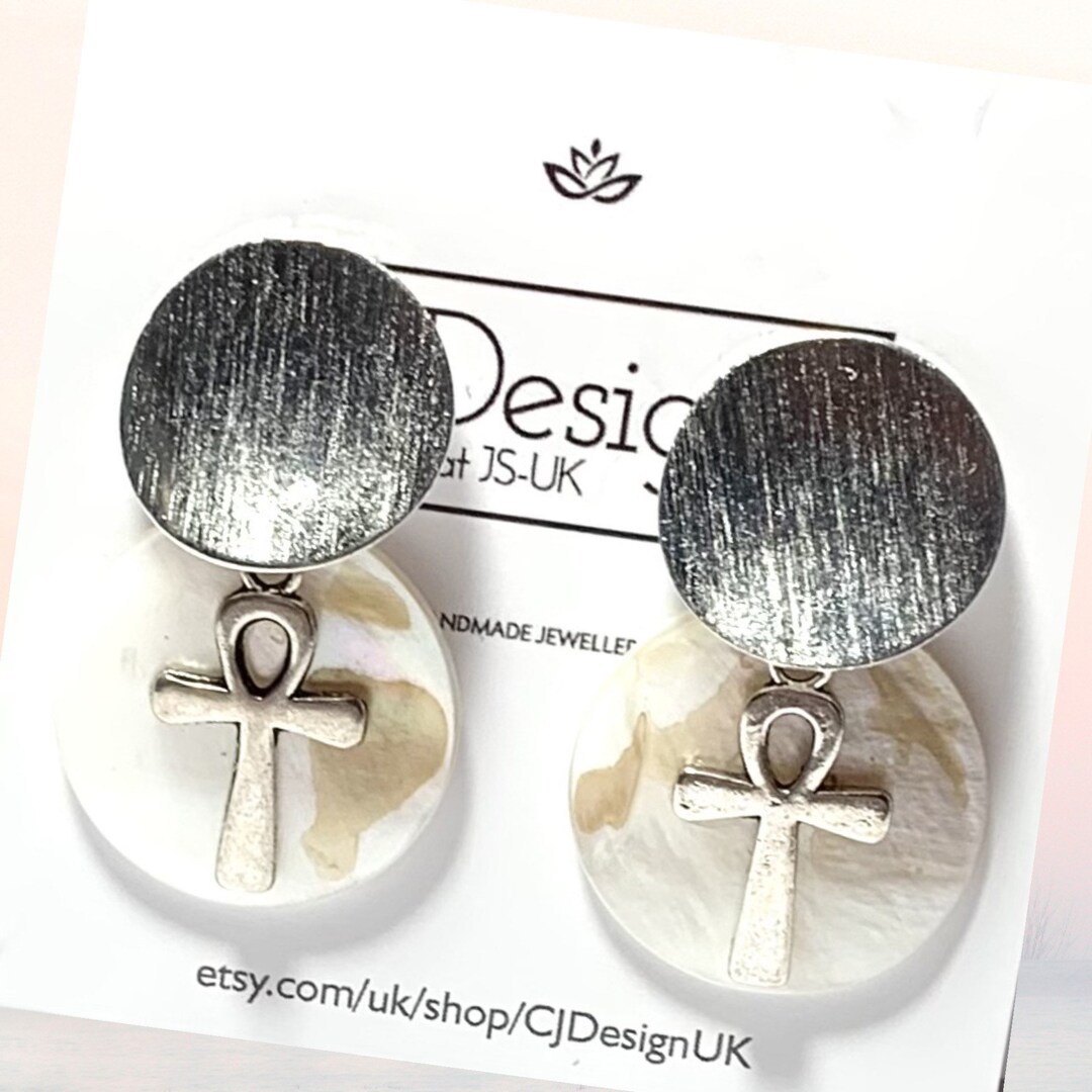 STRESS RELIEVING Mother of Pearl Shell Disc Earrings With - Etsy