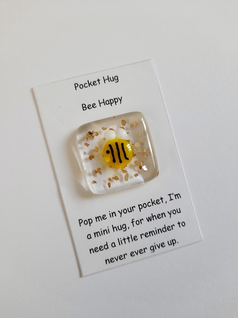 Fused Glass Bee Pocket Hug Token Keepsake - Etsy