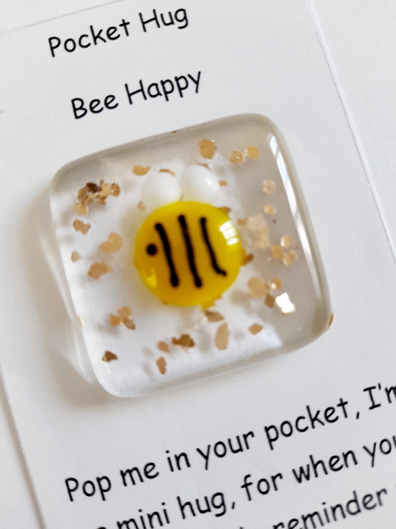 Fused Glass Bee Pocket Hug Token Keepsake - Etsy