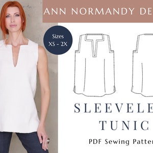 Sleeveless Tunic Sewing Pattern: A-line Linen Top (PDF Pattern) - Etsy