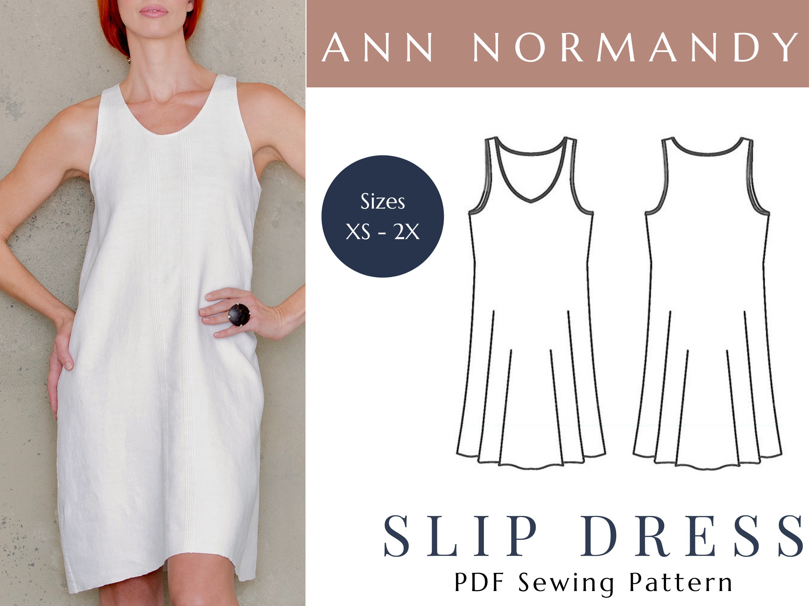Slip Dress Sewing Pattern PDF, Shift Dress Pattern for Women, Linen ...