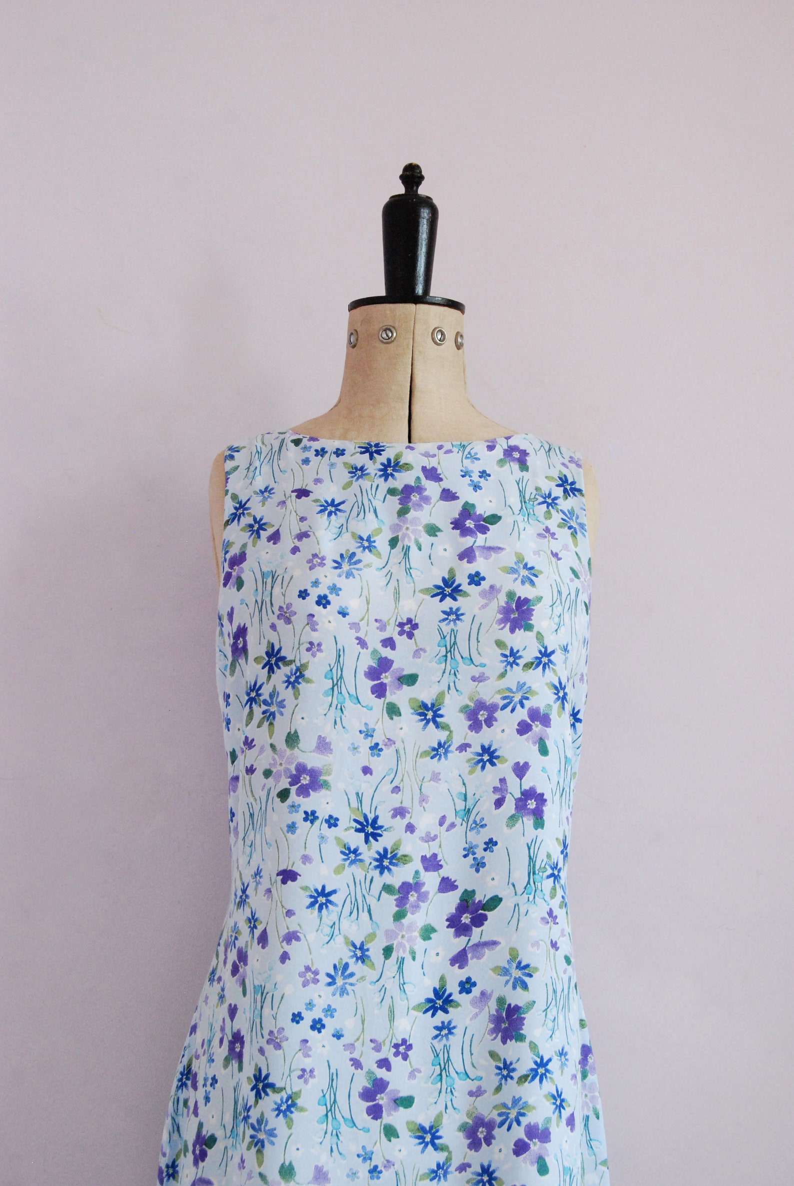 Vintage 1990s Blue Floral Rayon Sleeveless Tank Mini Dress - Etsy