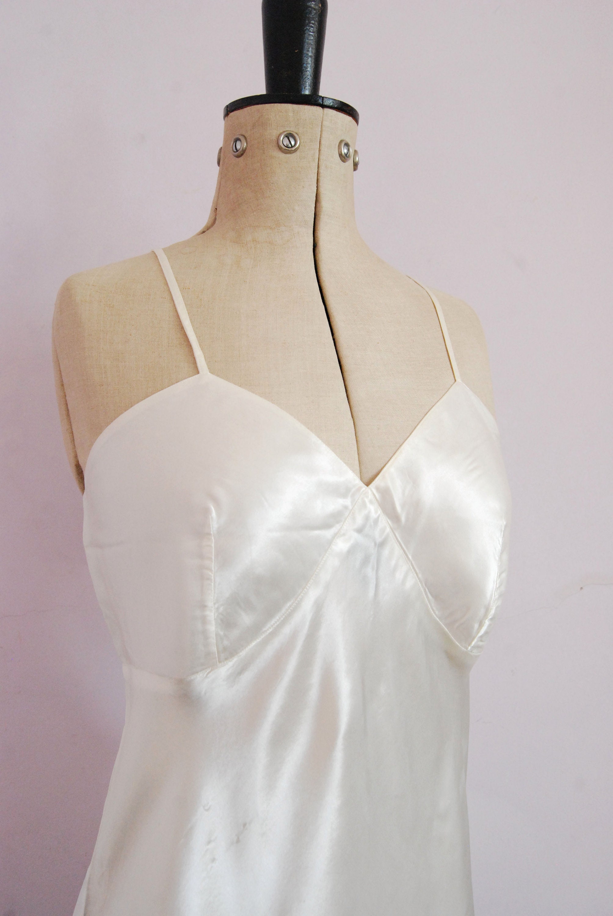 Vintage 1940s Liquid Satin Silky White Bias Cut Slip Nightgown Etsy