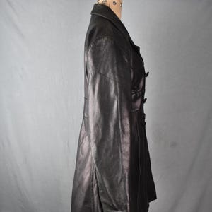 Vintage 1990s Ashy Black Leather Collared Double Breasted Jacket - 90s ...