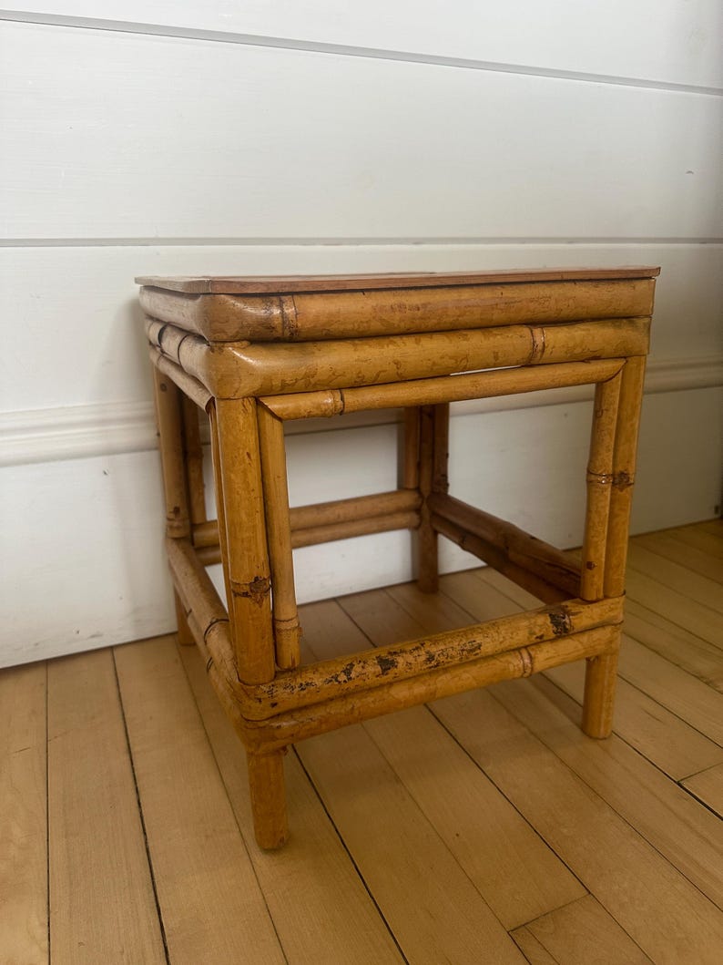 Bamboo Side Table - 12x12x13.75 - Burnt Bamboo - Etsy