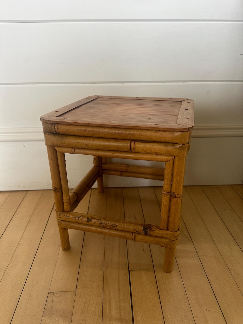 Bamboo Side Table - 12x12x13.75 - Burnt Bamboo - Etsy