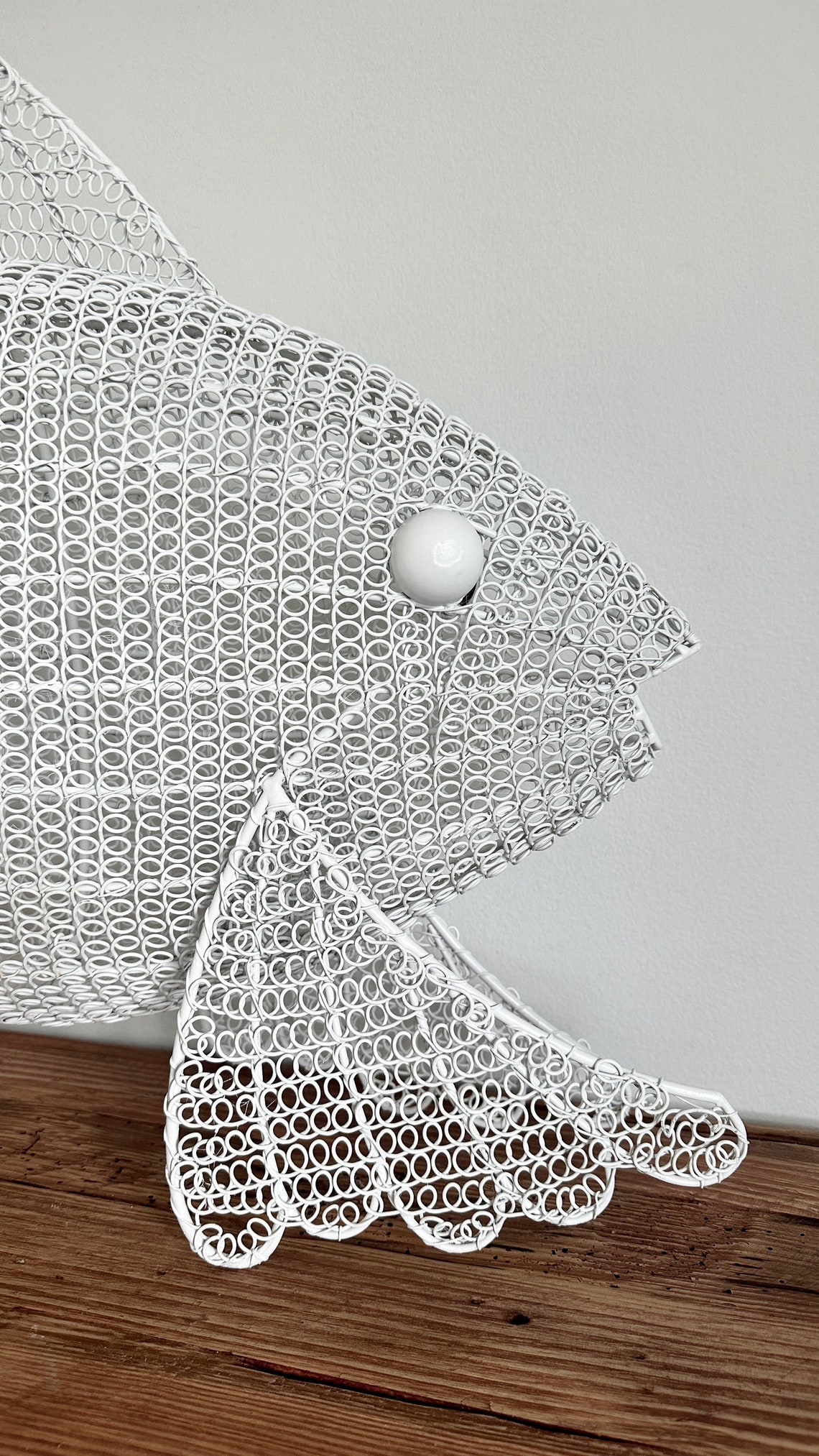 Giant Vintage Wirework Fish Sculpture- Coiled Wire - Scalloped Edge ...