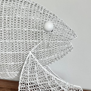 Giant Vintage Wirework Fish Sculpture- Coiled Wire - Scalloped Edge ...
