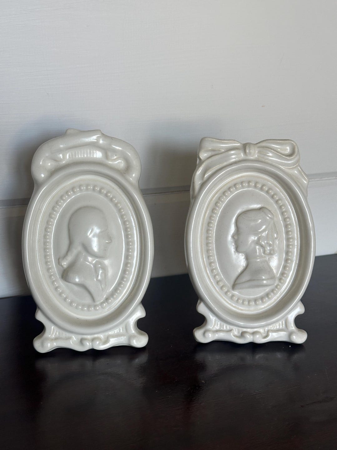 Pair of Pacific Pottery Vases - George Washington & Martha Washington ...