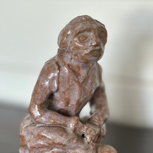 Grumpy Human Figure Stoneware Sculpture - Abstract Seated Person - Etsy