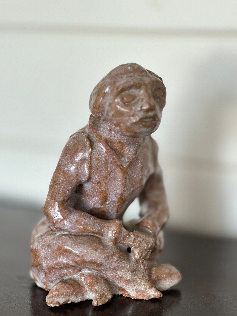 Grumpy Human Figure Stoneware Sculpture - Abstract Seated Person - Etsy