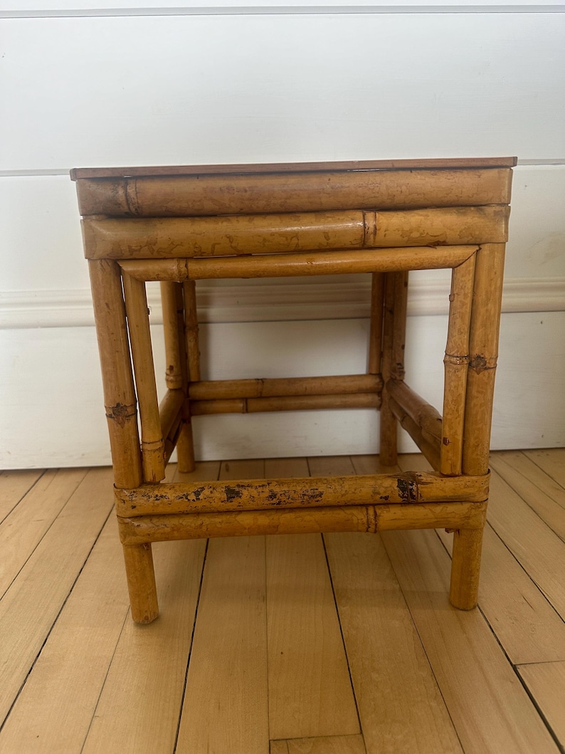 Bamboo Side Table - 12x12x13.75 - Burnt Bamboo - Etsy