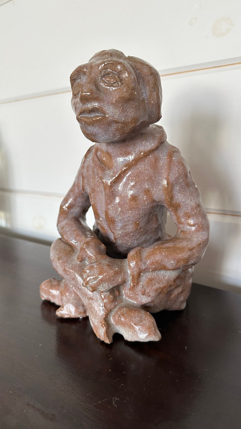 Grumpy Human Figure Stoneware Sculpture - Abstract Seated Person - Etsy
