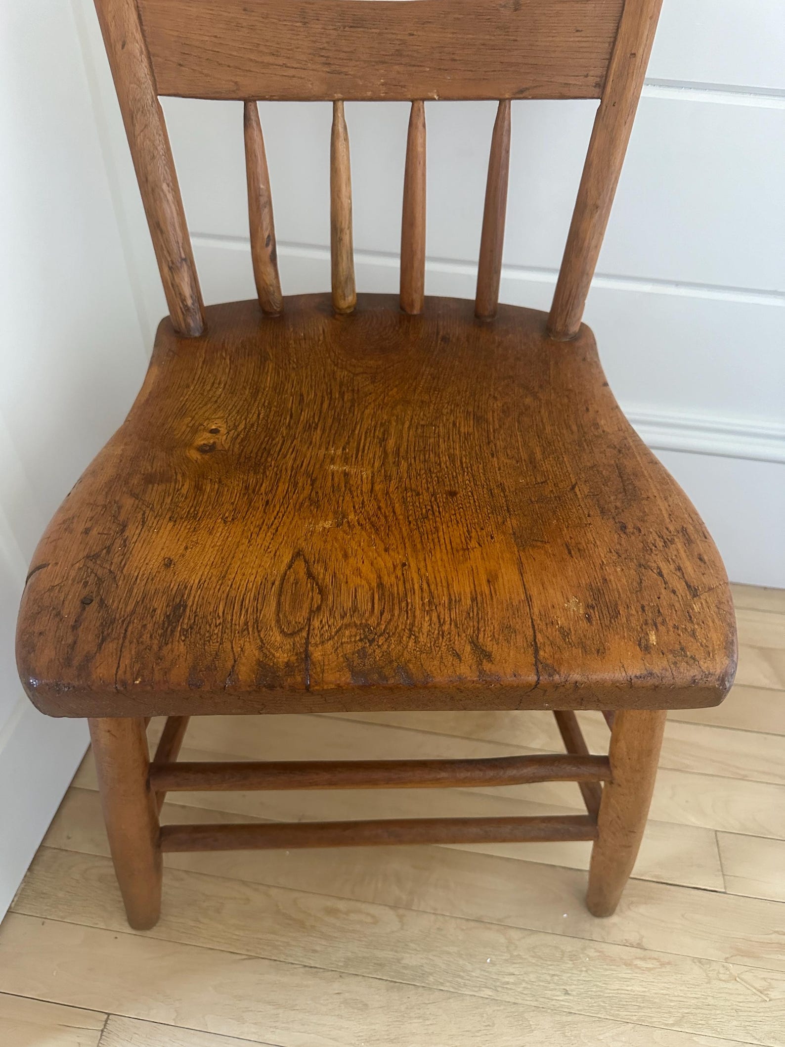 Primitive Wood Chair - Slanted Back - Plank Seat Farmhouse Chair - Etsy