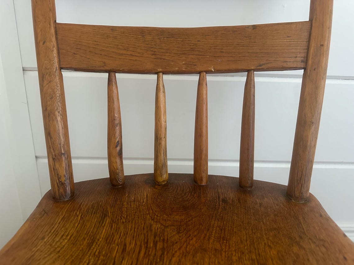 Primitive Wood Chair - Slanted Back - Plank Seat Farmhouse Chair - Etsy