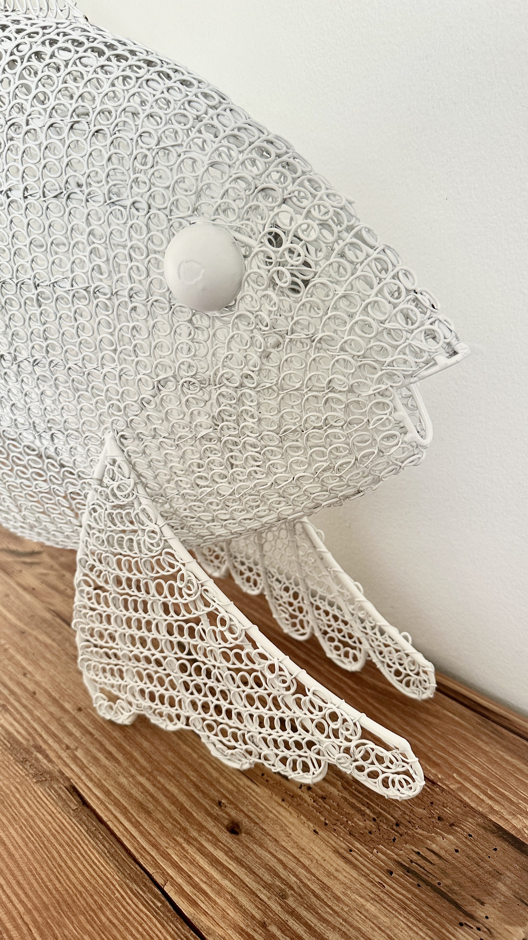 Giant Vintage Wirework Fish Sculpture- Coiled Wire - Scalloped Edge ...
