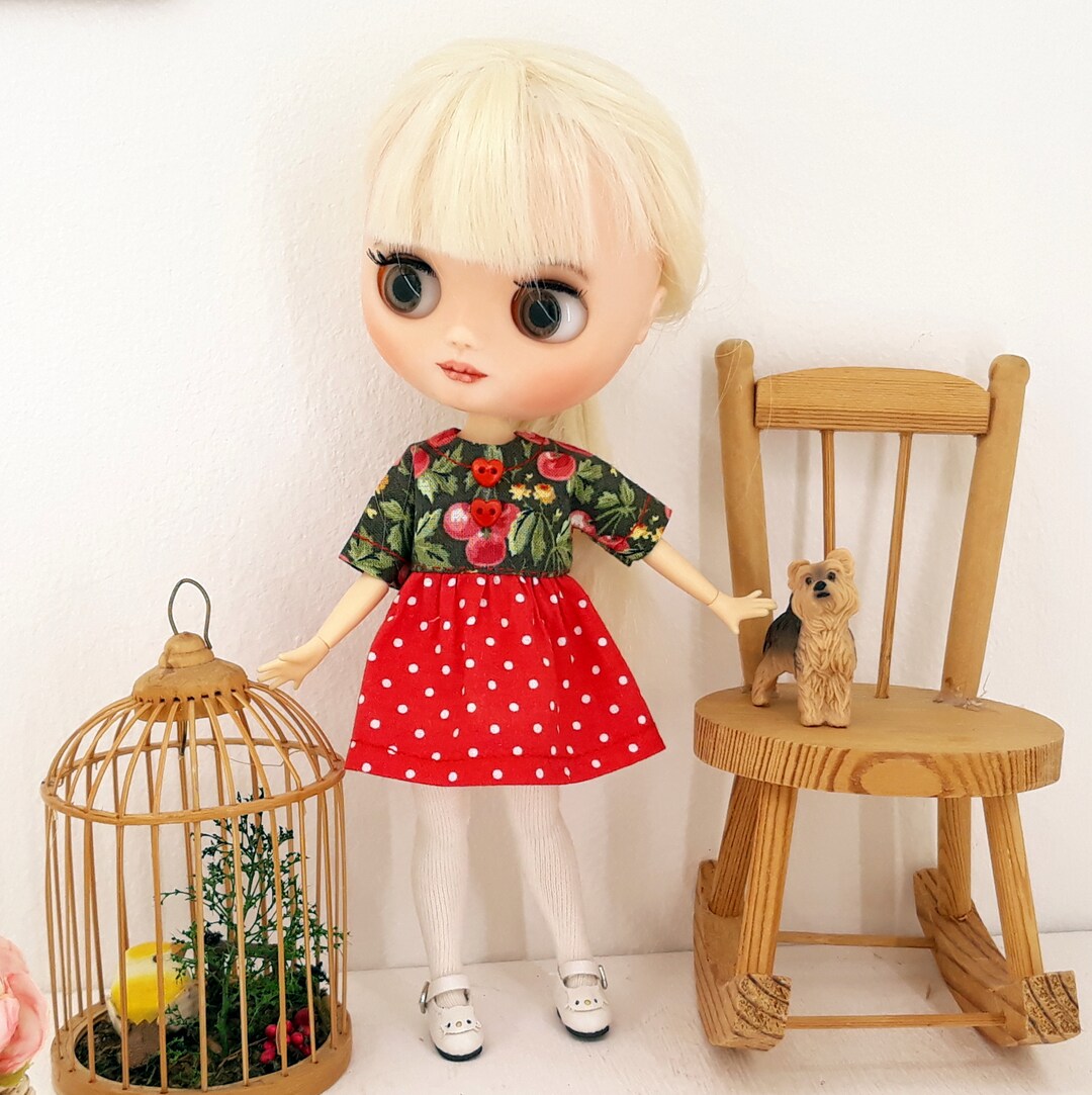 Green-red Middie Dress, Clothes for Middie Blythe Doll - Etsy