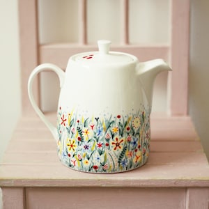 Hand Painted Teapot - Wildflowers in Spring Meadow - Not Only Grass ...
