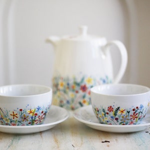 Hand Painted Teapot - Wildflowers in Spring Meadow - Not Only Grass ...