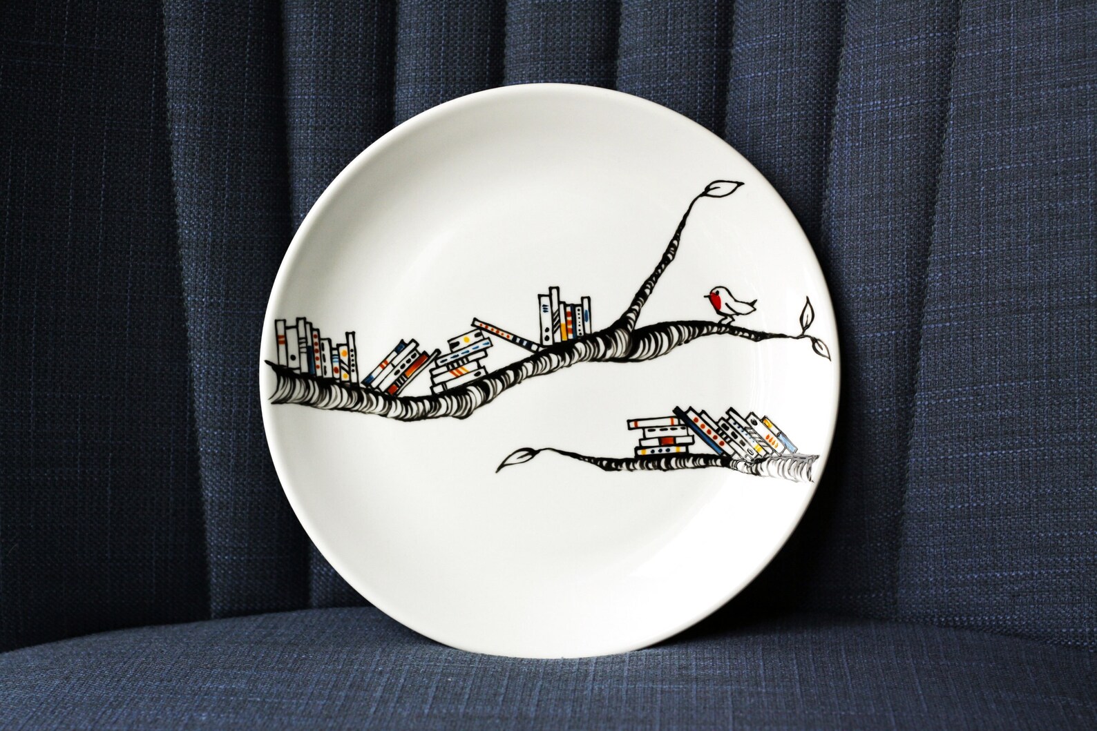 Hand Painted Decorative Ceramic Plate Book A Holic With - Etsy UK