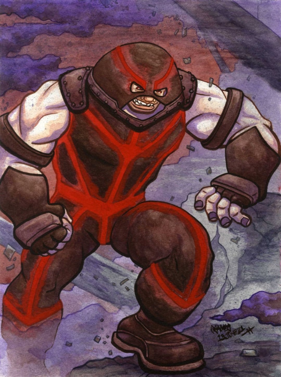Juggernaut, X-men, Marvel Comic Character, Original Watercolor Painting ...