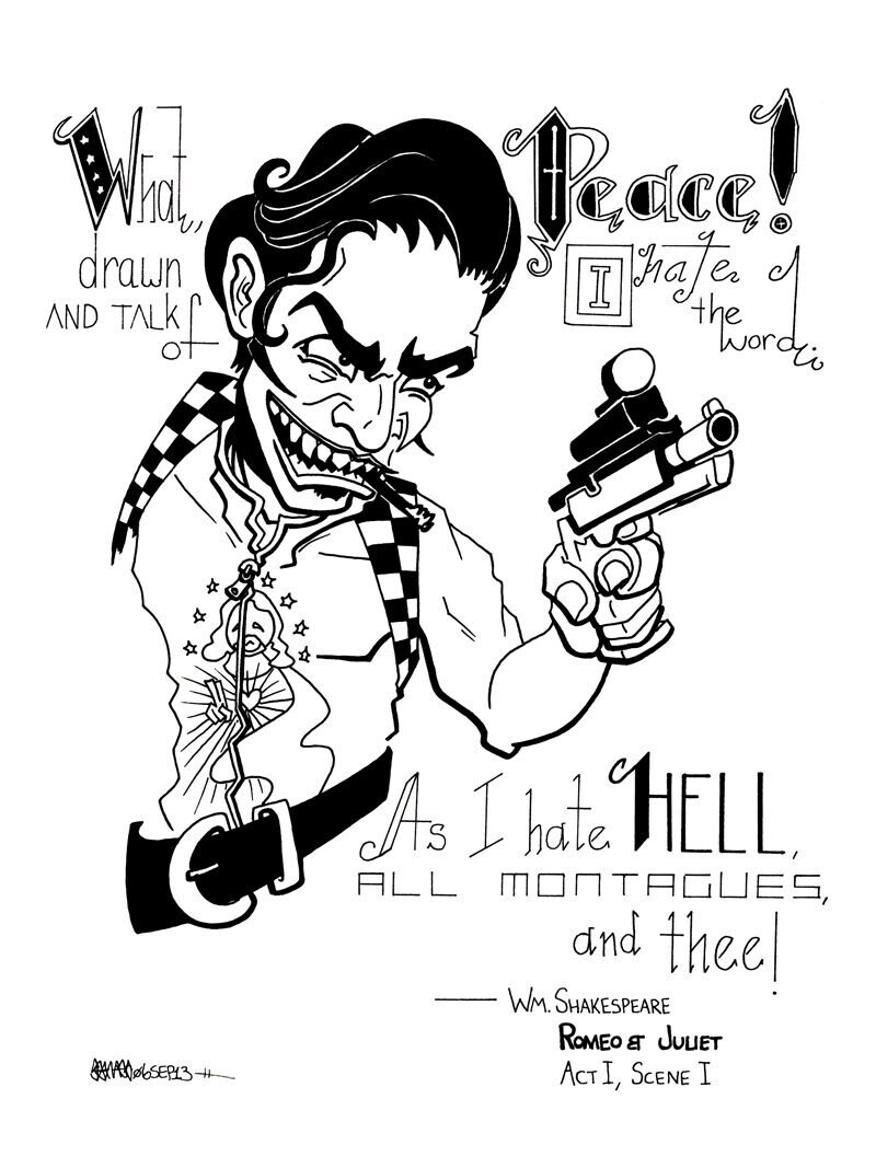 Tybalt, William Shakespeare's Romeo and Juliet, Original Ink Drawing - Etsy