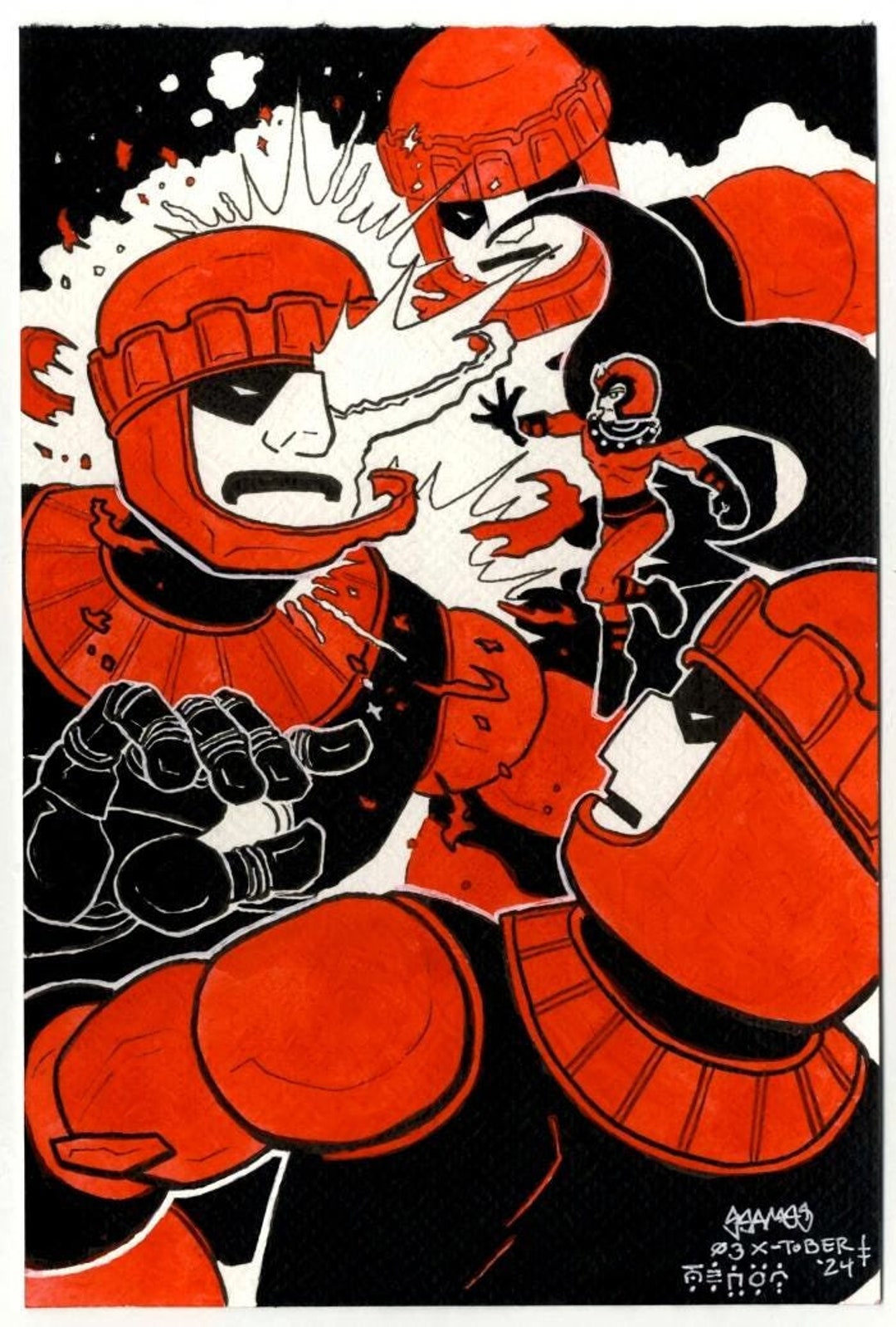 Magneto Vs Sentinels, X-men, Marvel Comics, Small Ink & Watercolor ...