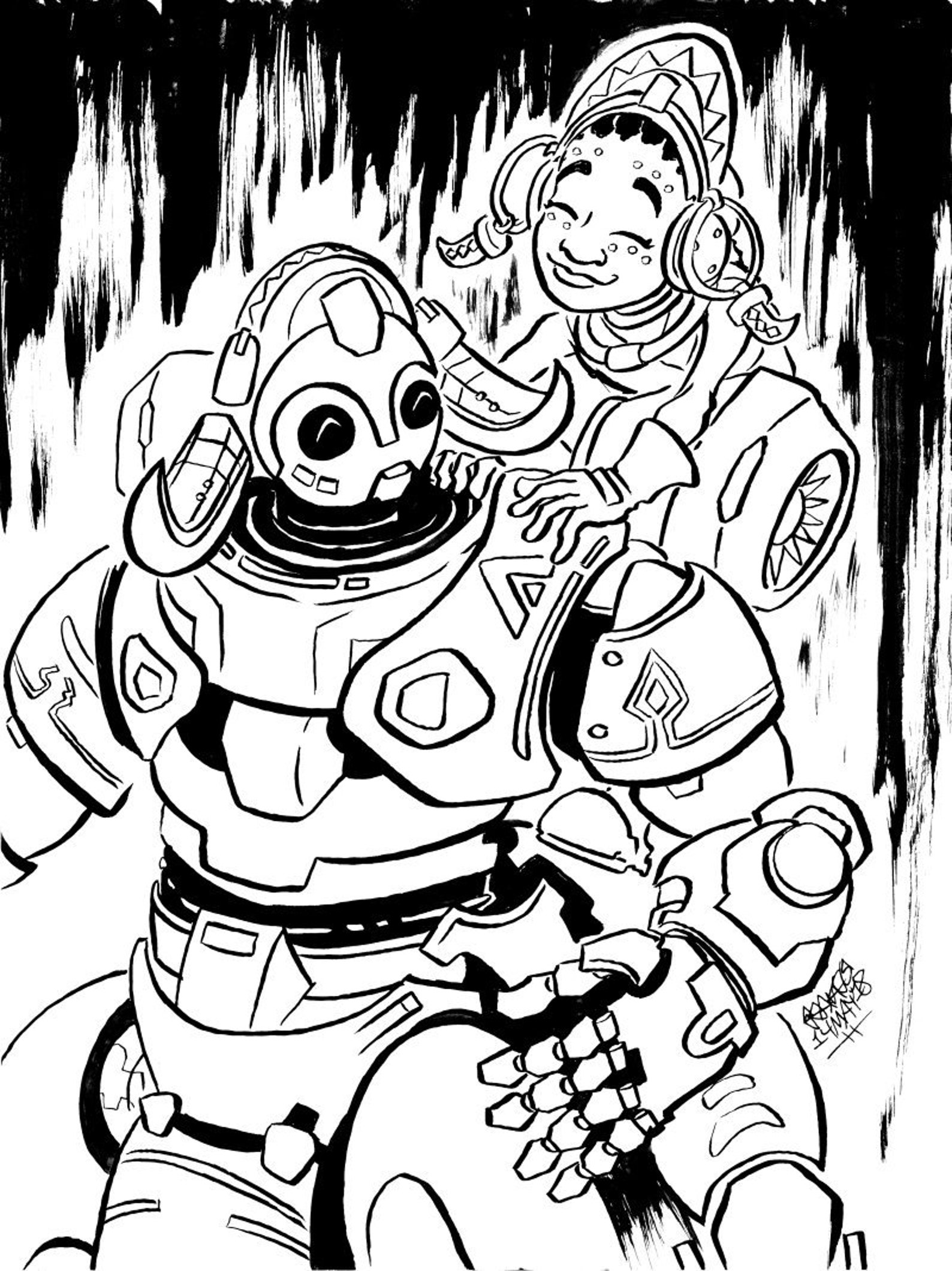 Orisa, Overwatch, Original Ink Drawing - Etsy