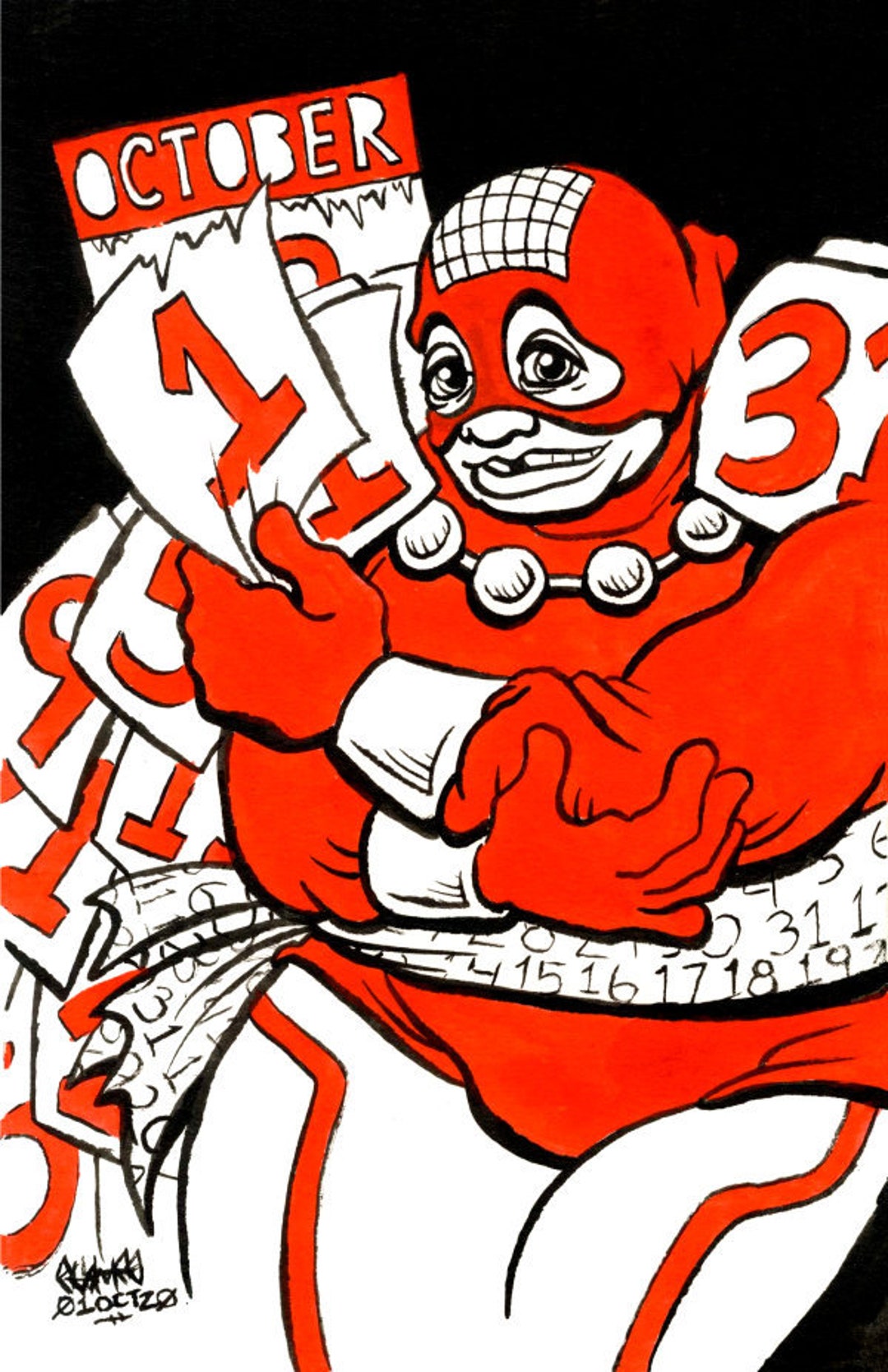 Calendar Man, Original Ink Drawing - Etsy