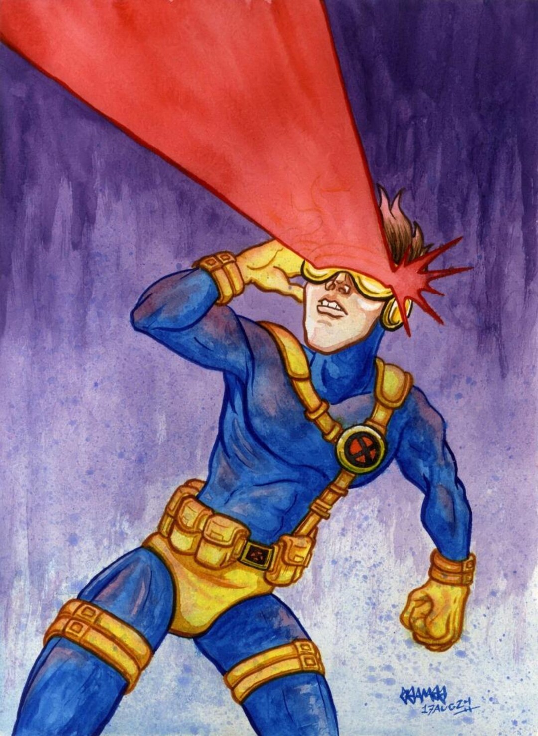 Cyclops, X-men, Marvel Comic Character, Original Watercolor Painting - Etsy