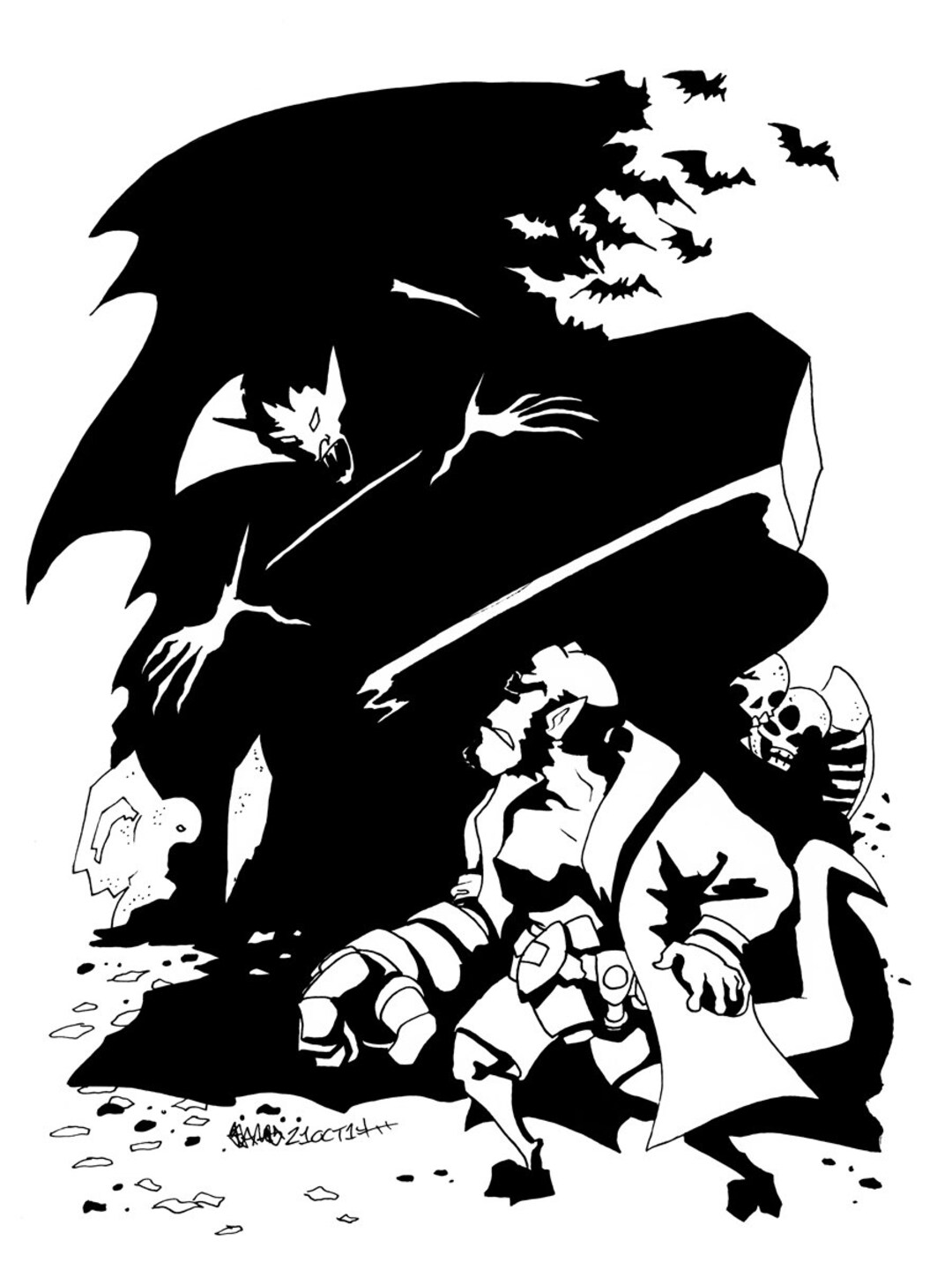 Hellboy, Dracula, Vampire Original Ink Drawing - Etsy