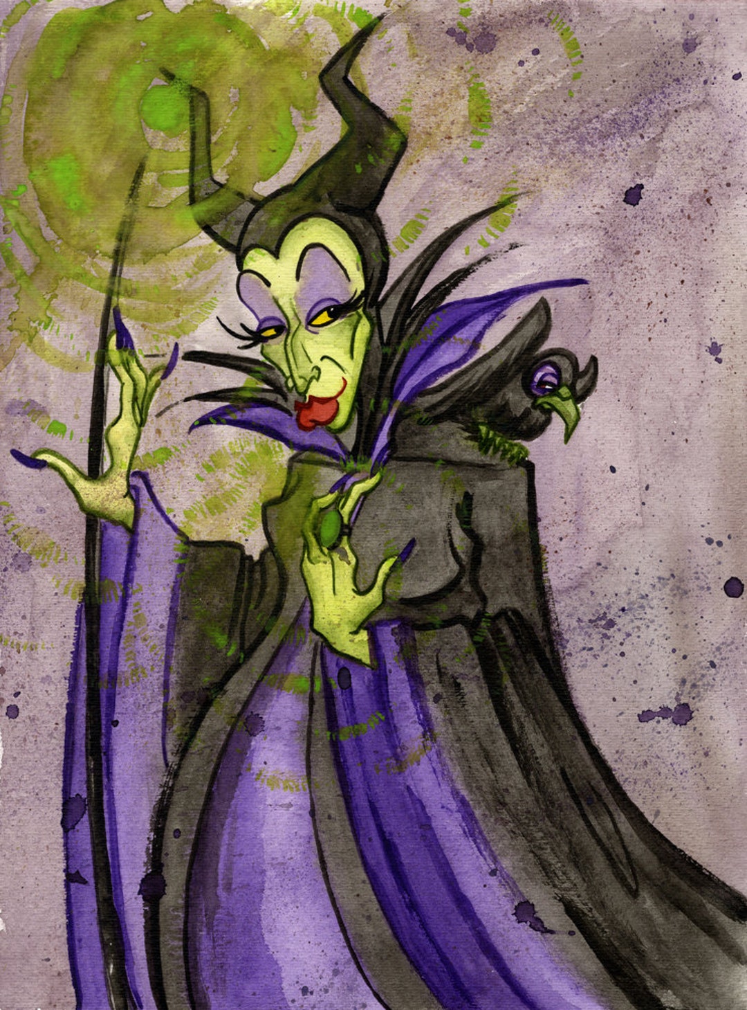 Maleficent, Disney Sleeping Beauty, Original Watercolor Painting - Etsy