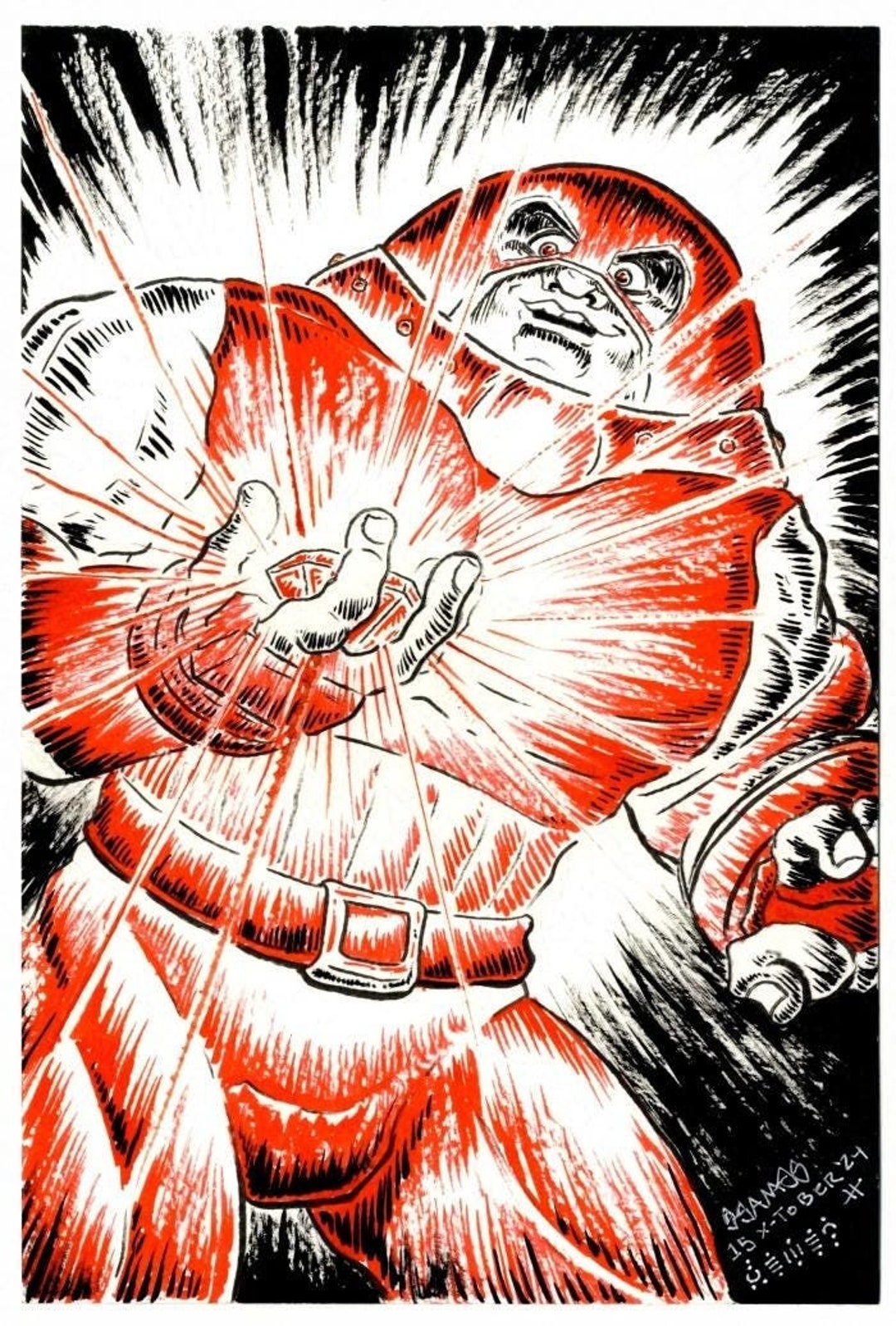 Juggernaut, X-men, Marvel Comics, Small Ink & Watercolor Original ...