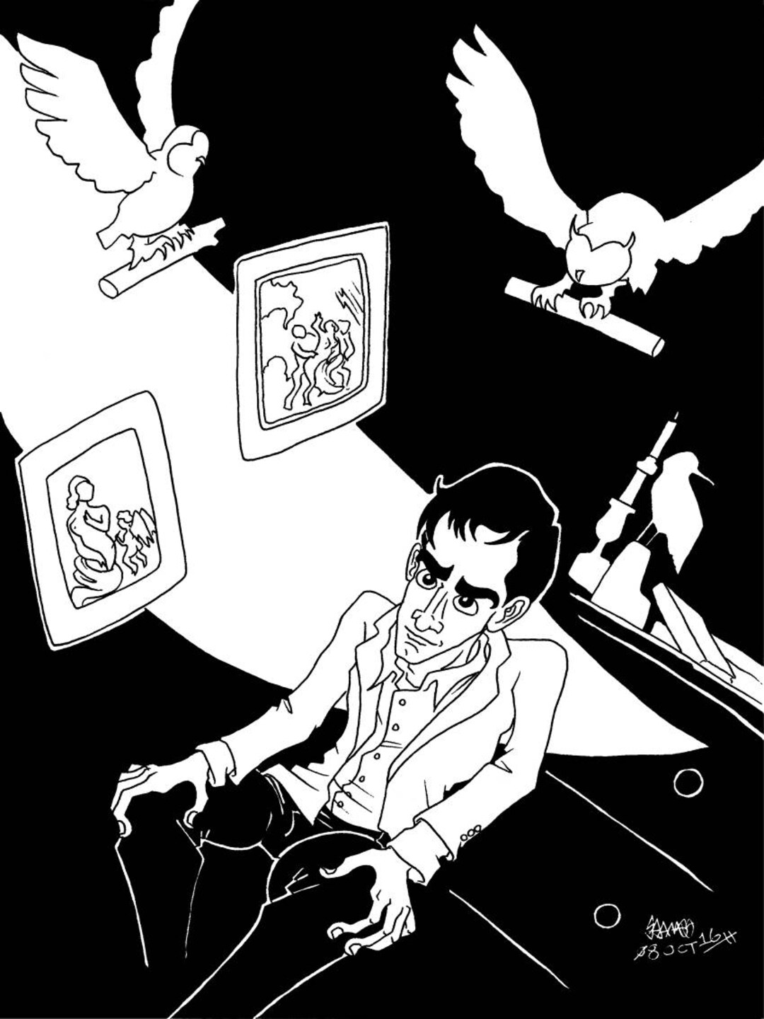 Psycho, Norman Bates, Original Ink Drawing - Etsy