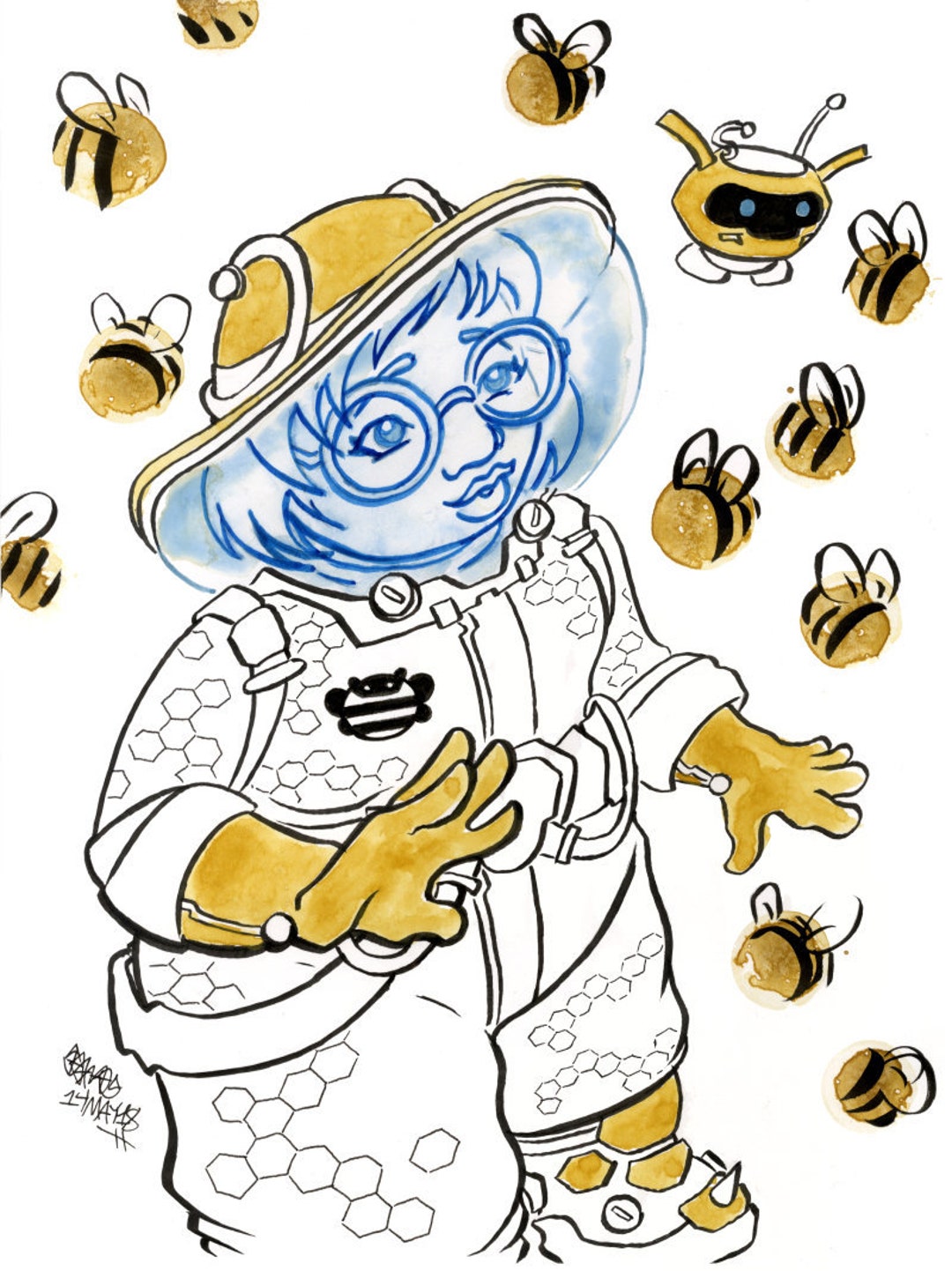 Beekeeper Mei Overwatch Original Ink Drawing - Etsy