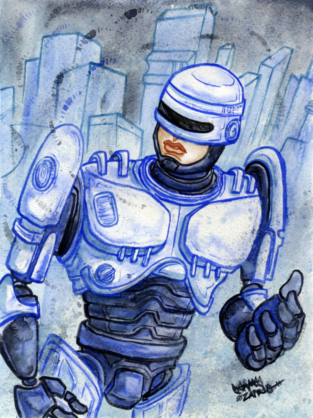 Robocop, Original Watercolor Painting - Etsy