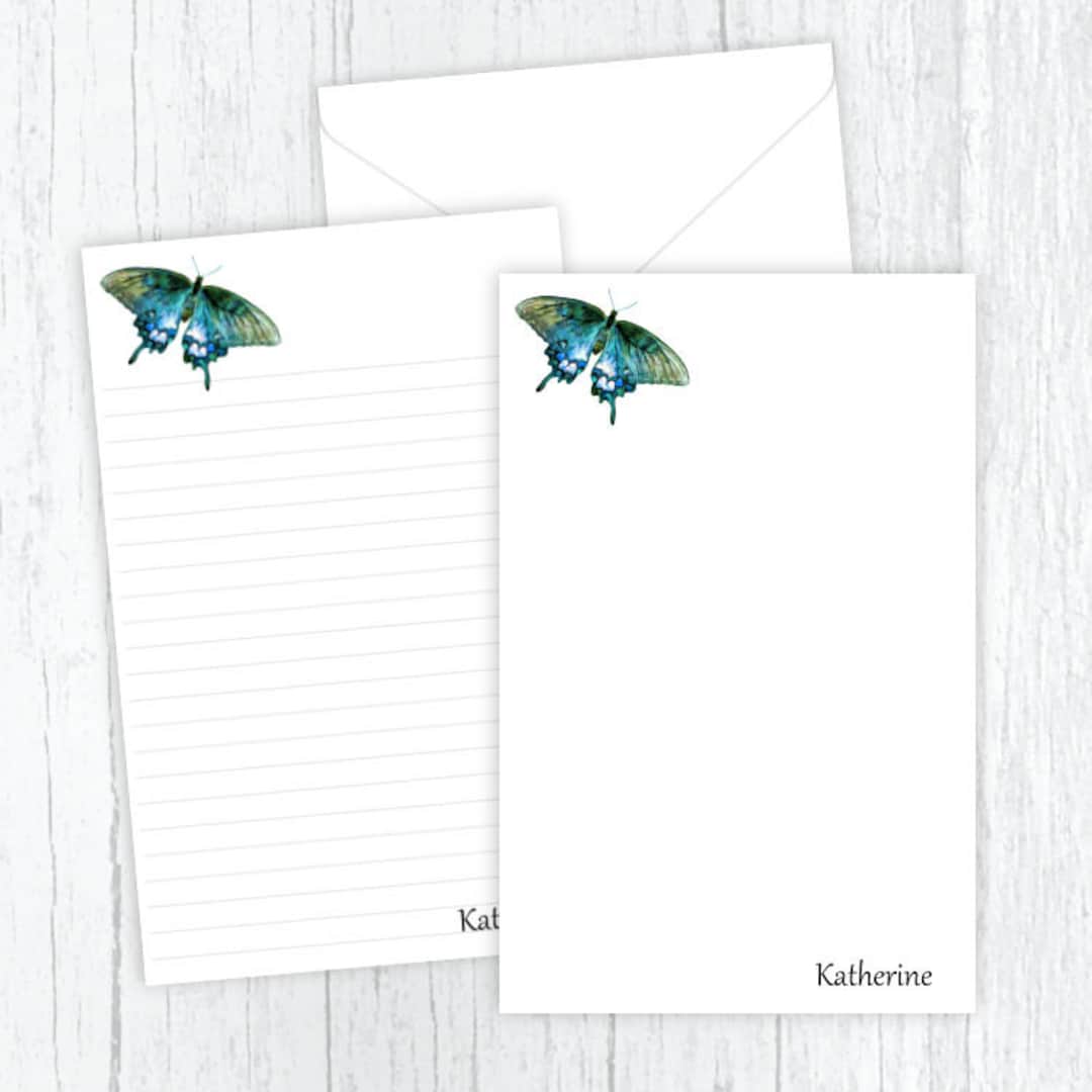 Butterfly Writing Paper - Personalized Gift Stationery - Lined or ...