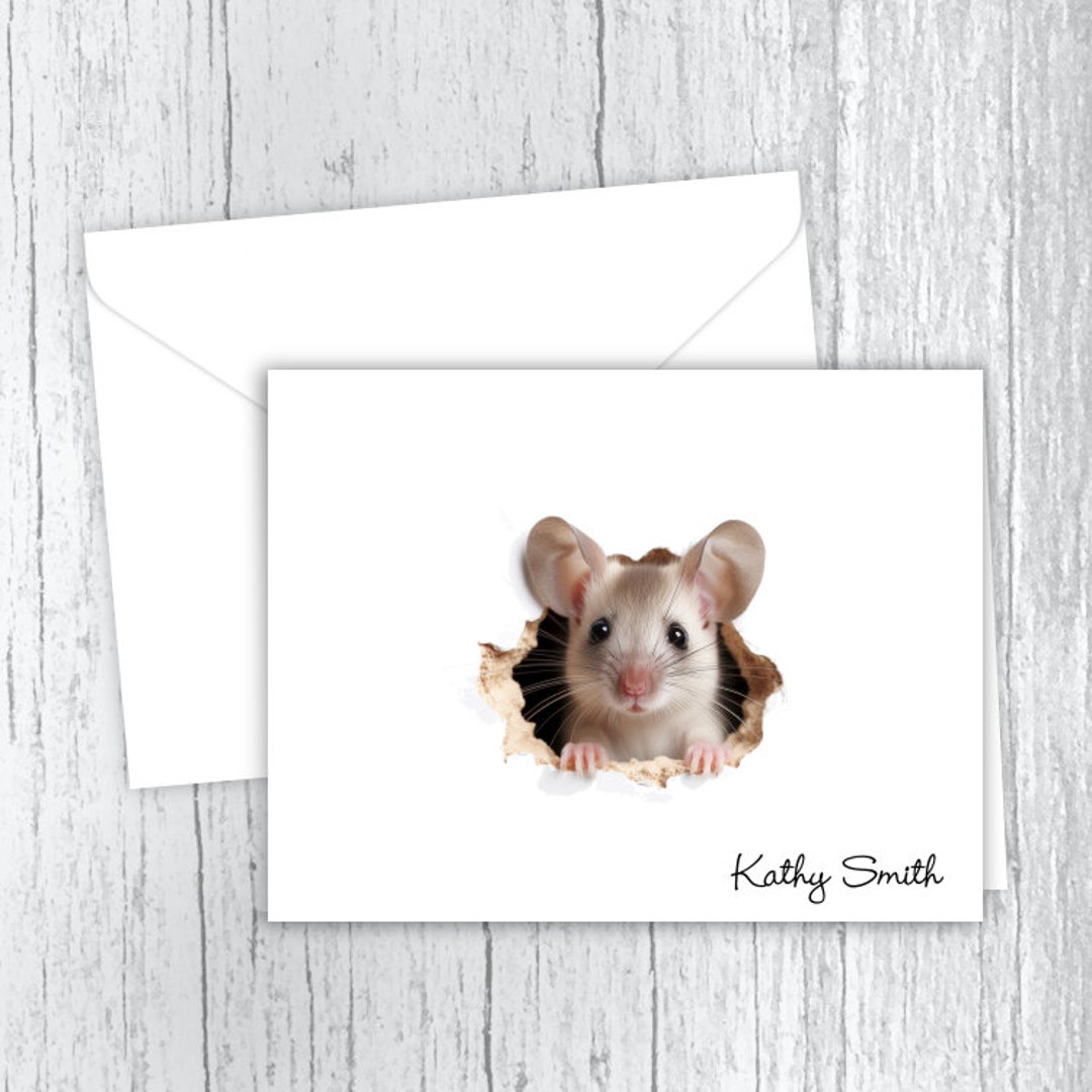 Personalized Mouse Note Cards: Set of 10 Stationery With Envelopes - Etsy