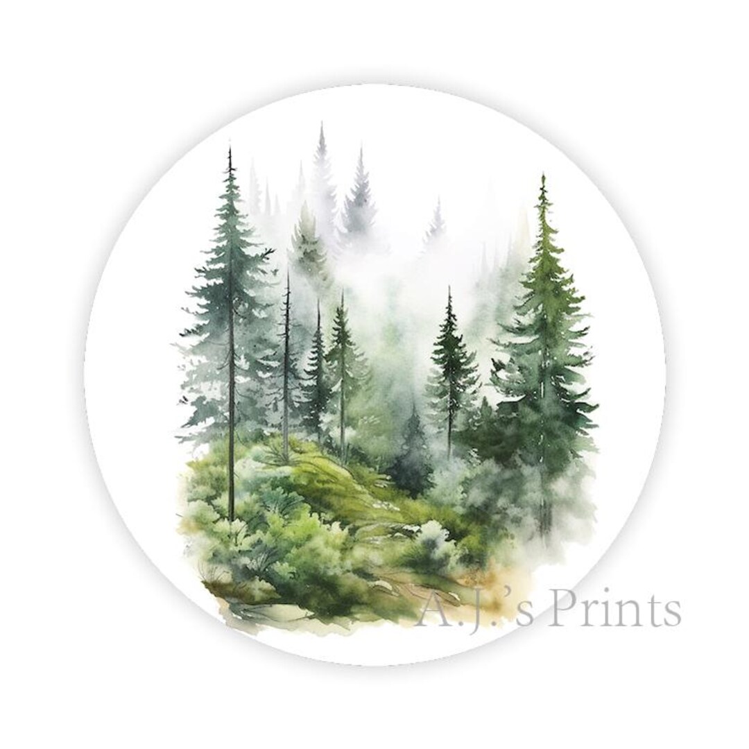 Foggy Mountain Stickers • Gift Labels • Glossy or Matte Stickers ...