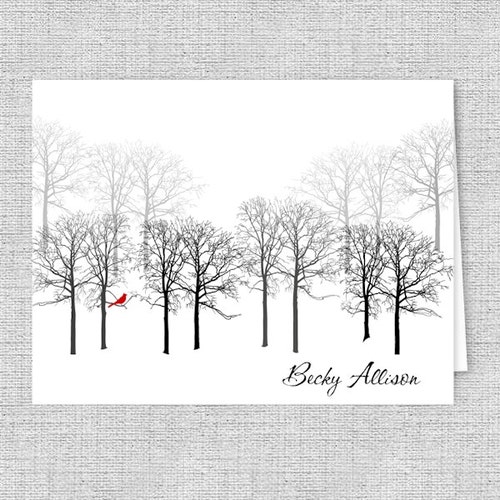 Personalized Note Cards Stationery Red Bird in the Forest - Etsy