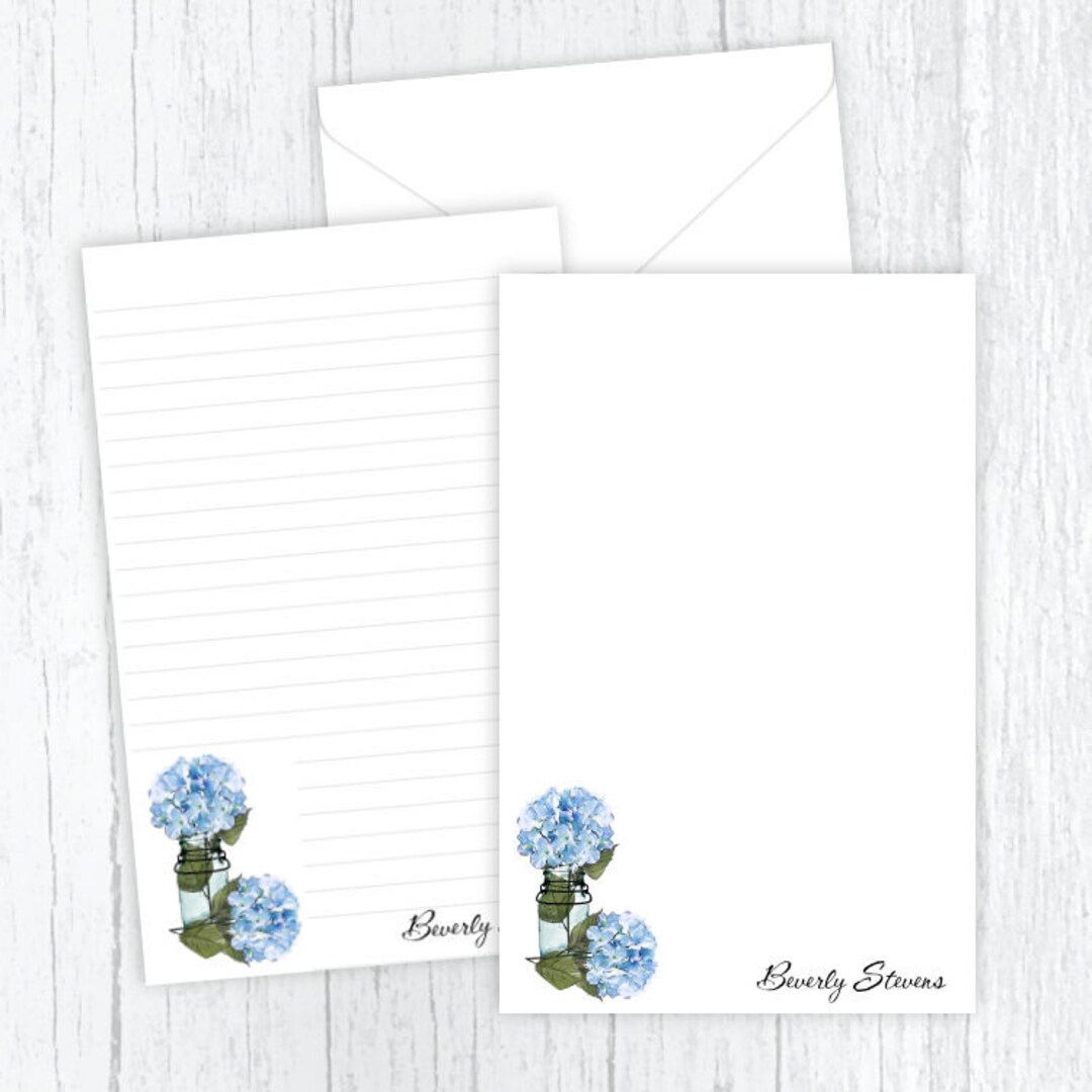Blue Hydrangeas Writing Paper - Personalized Stationery - Personalized ...