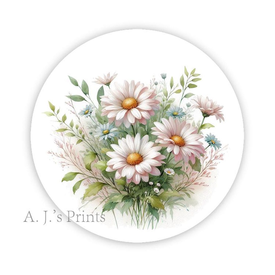 Daisies Stickers • Gift Labels • Glossy or Matte Stickers • Printed ...