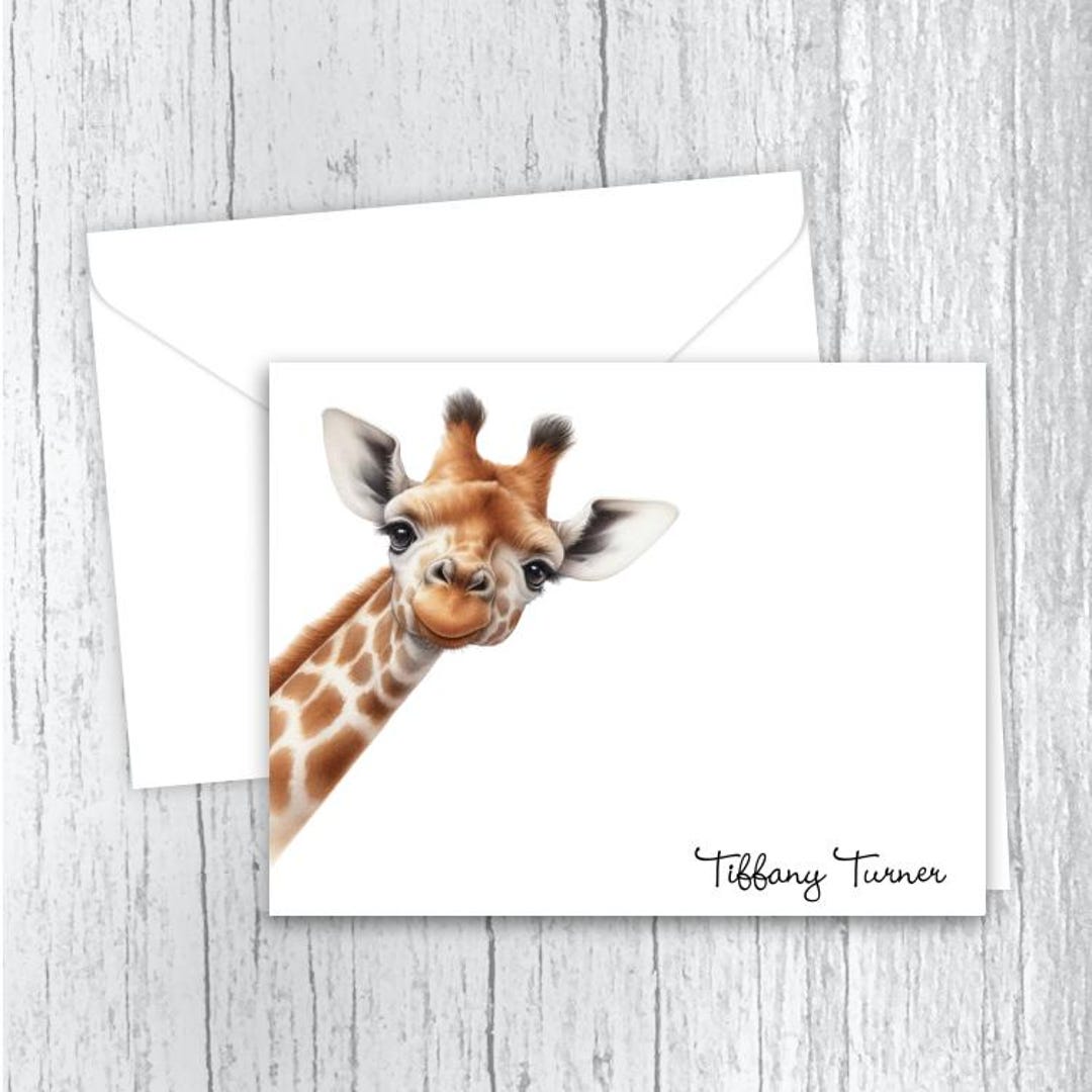 Personalized Giraffe Note Cards: Stationery Set With Envelopes - Etsy