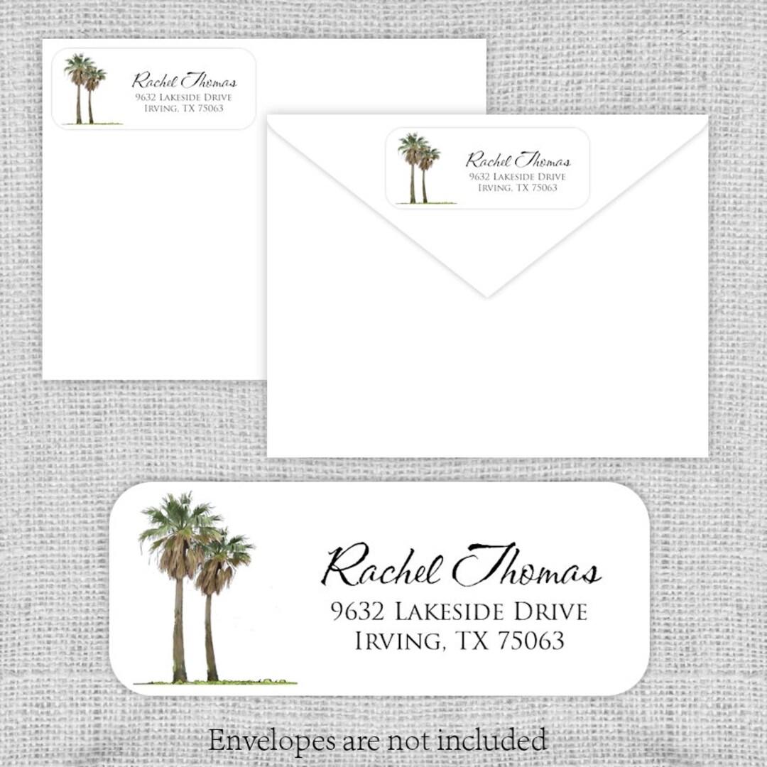Return Address Labels • Palm Trees • Matte or Glossy Stickers • Printed ...