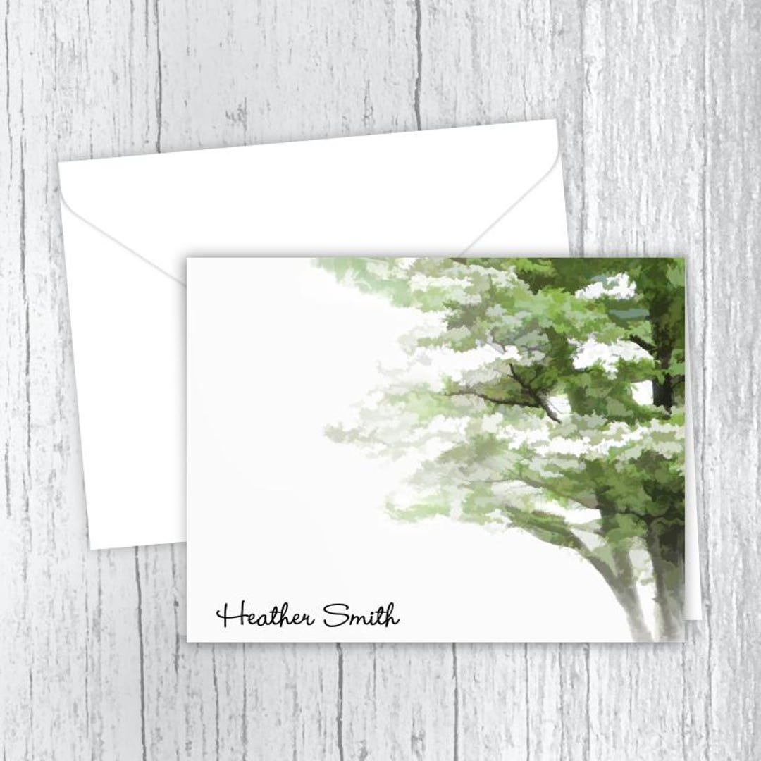 Personalized Note Cards Stationery - Painted Dogwood - Set of 10 ...