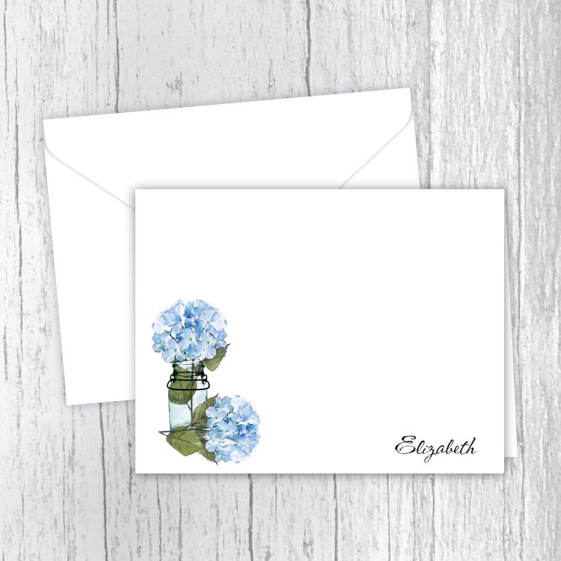 Personalized Note Cards Blue Hydrangeas Flower Stationery - Etsy