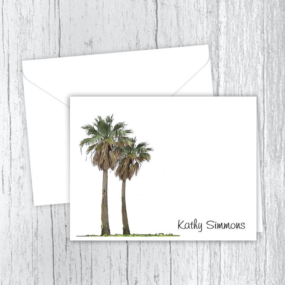 Personalized Note Cards, Tropical Palm Trees, Personalized Stationery ...