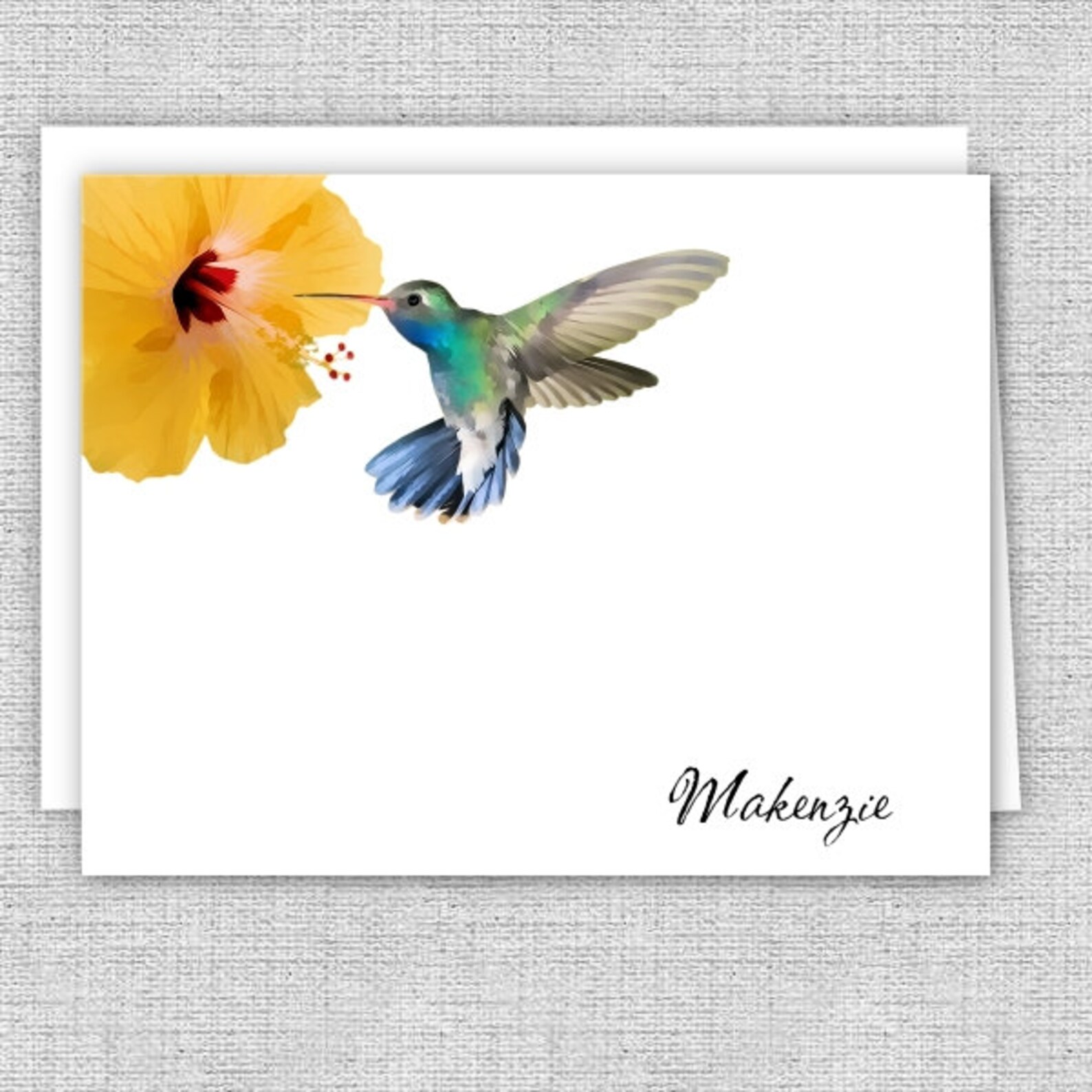 Personalized Note Cards Stationery Hummingbird and Hibiscus - Etsy