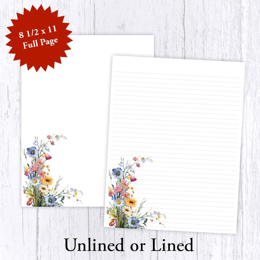 Wildflowers Writing Paper - Gift Stationery - Floral Letter Paper ...