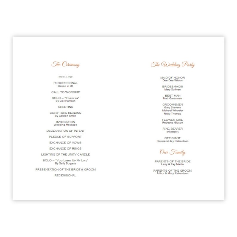 Folded Wedding Program Template Fall Branches DIY | Etsy